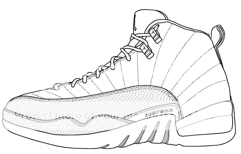 Air Jordan 12 Drawing Sketch Coloring Page